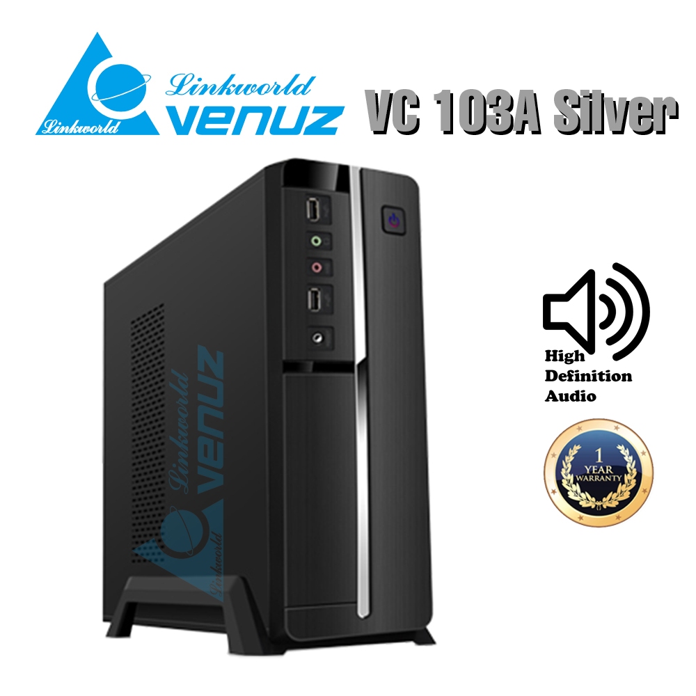 VENUZ Slim micro ATX computer case 103A Black/Silver With PSU 200W | Shopee Thailand