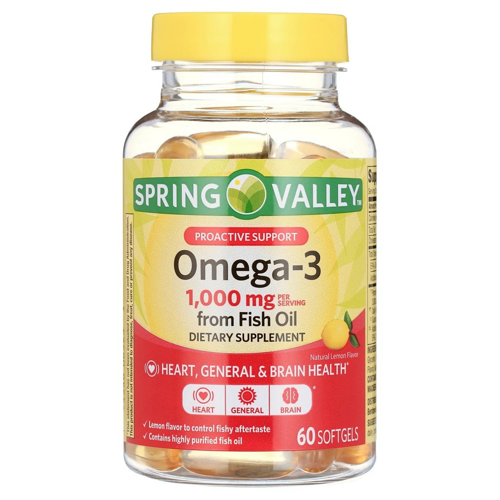 Spring Valley Omega-3 Fish Oil, Heart and Brain Health, Dietary ...
