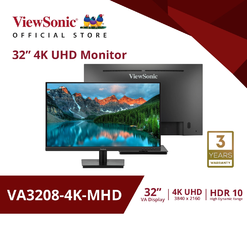 Viewsonic V-VA3208-4K-MHD 32” 4K UHD Monitor with Built-in speakers (จอมอนิเตอร์) | Shopee Thailand