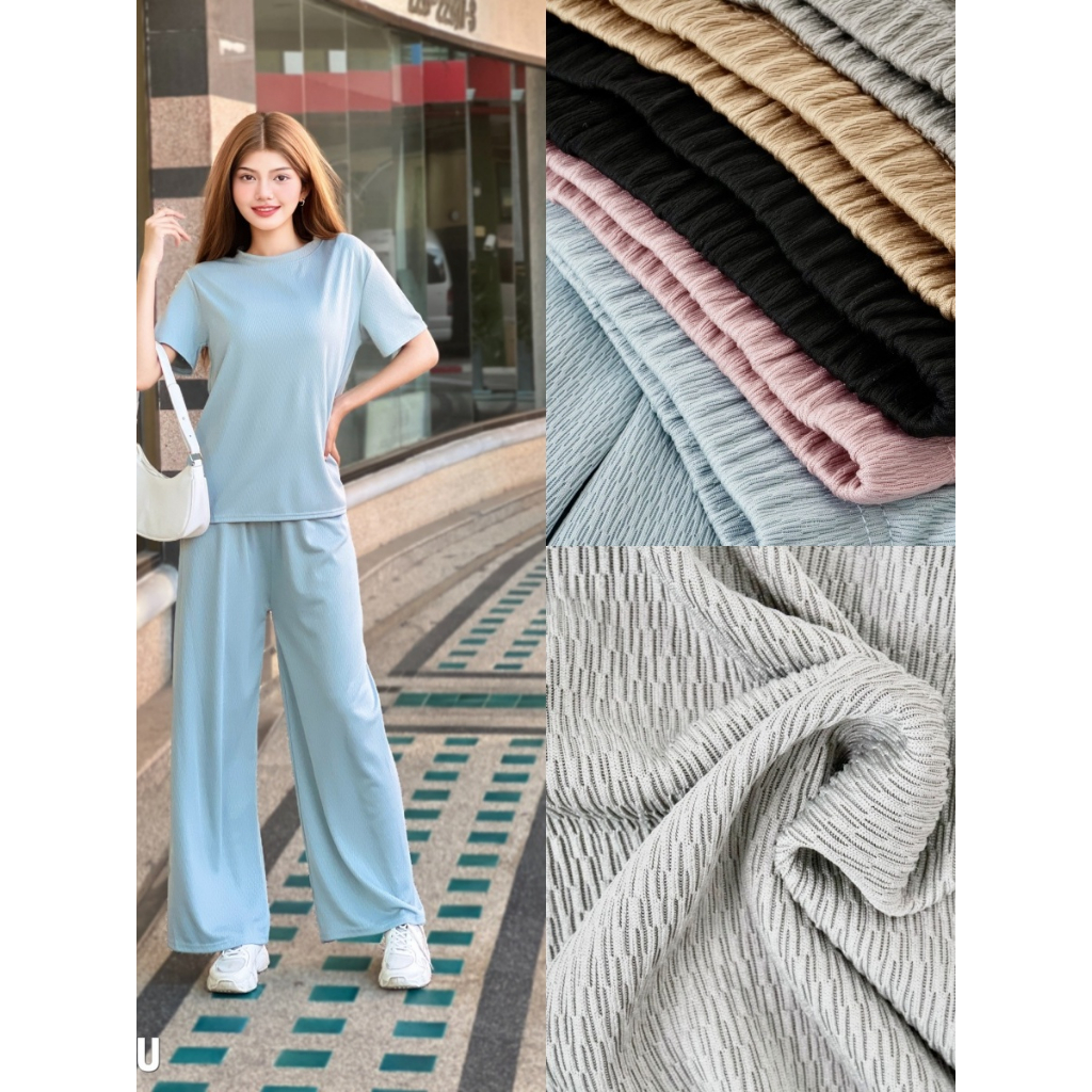 star7.brandชุดสูท 2 ชิ้นของผู้หญิงเกาหลี (เสื้อ + กางเกง) แฟชั่นผู้หญิงฤดูร้อนหลวมสีทึบชุดฤดู ...