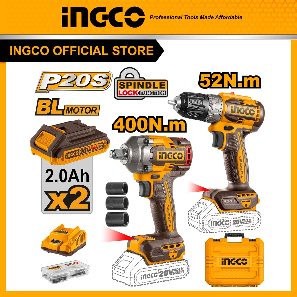 INGCO Combo Set สว่านไร้สาย + บล็อคกระแทก 700 N.m. CKLI20271 | Shopee ...
