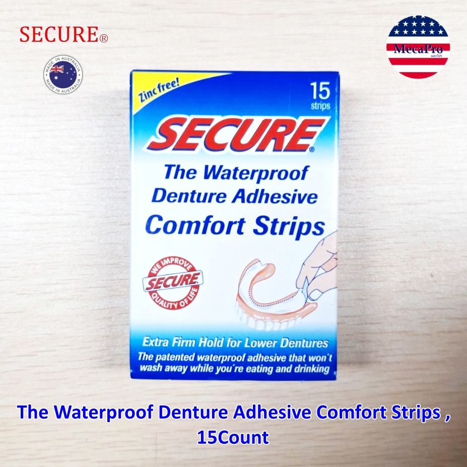 Secure® The Waterproof Denture Adhesive Comfort Strips,15Count แผ่นกาว ...