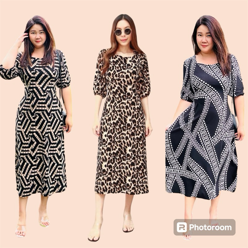 เดรสสาวอวบคอเหลี่ยม อก 38-44 ผ้าไอทีวาย มีซิปหลังและเชือกผูกเอว ทรงสวย สบายๆ ไม่ต้องรึด dress ...