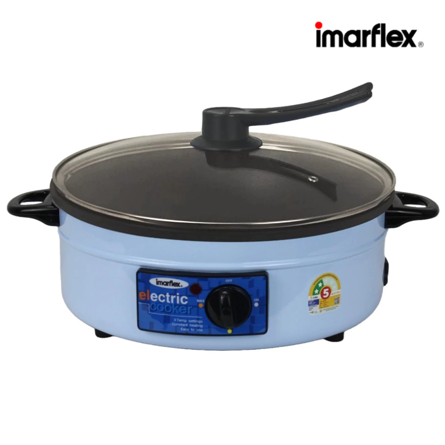 IMARFLEX กระทะไฟฟ้า รุ่น IP-134 เคลือบเทปลอน ขนาด 3 ลิตร ฝาแก้วแบบใหม่ กำลังไฟฟ้า 1050 วัตต์ ...