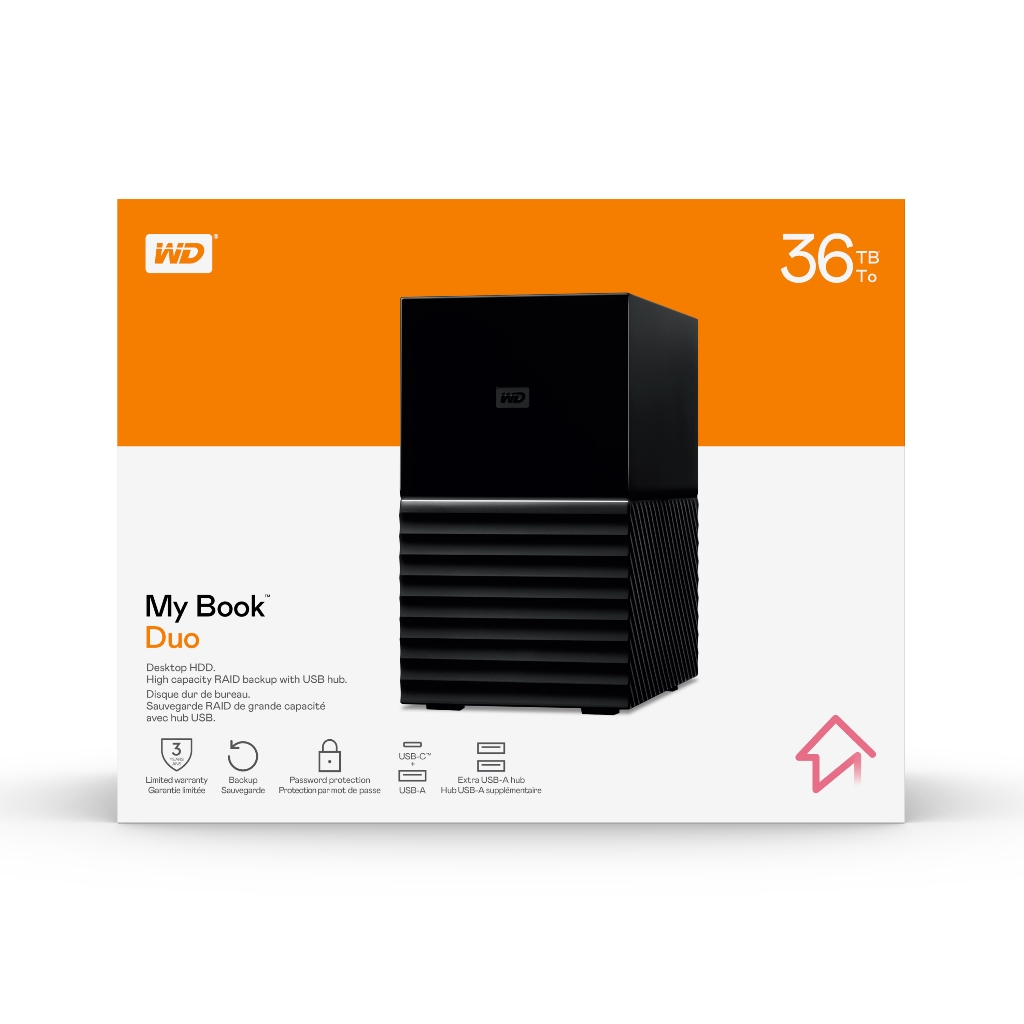 WD My Book Duo ฮาร์ดดิสก์ HDD 36TB RAID 0,1 Speed 360 MB/s ...
