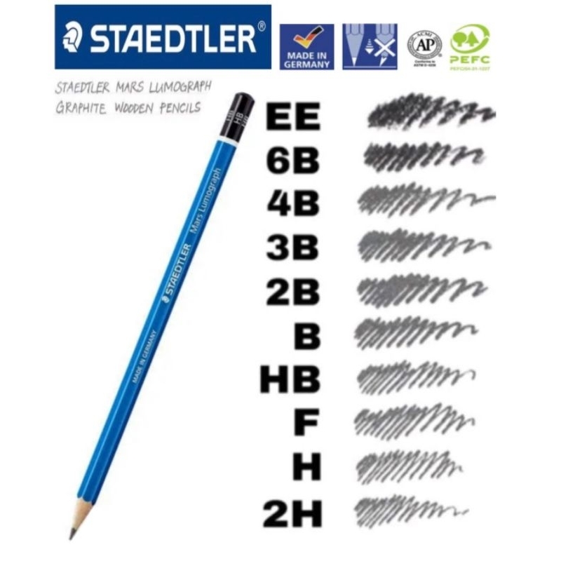 STAEDTLER Mars Lumograph ดินสอเขียนแบบ มีระดับความเข้ม EE / 6B / 4B / 3B / 2B / B / HB / F / H ...