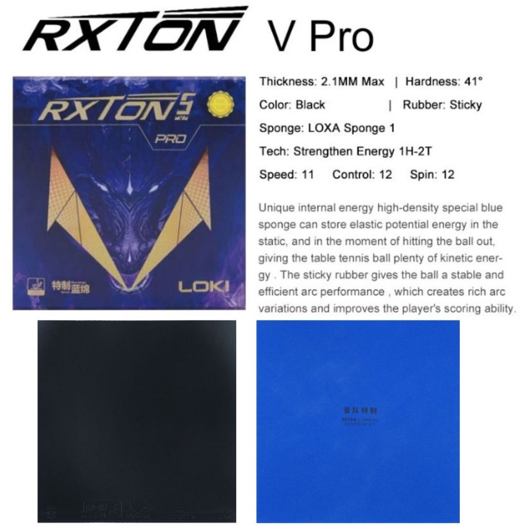 ยางปิงปอง Loki Rxton 5 Pro ฟองน้ำพรุน หน้ายางจิกลูกดี ตีสไตล์ยางยุโรป ...