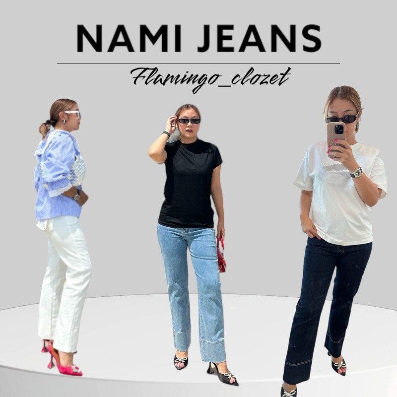 กางเกงยีนส์ NAMI JEANS ทรงขากระบอก ผ้ายืด | Shopee Thailand