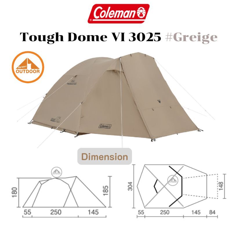 Coleman Tough Dome VI 3025 #Greige 2206745 เต็นท์โคลแมนขนาด 4 คนรุ่นใหม่ปี 2024 | Shopee Thailand