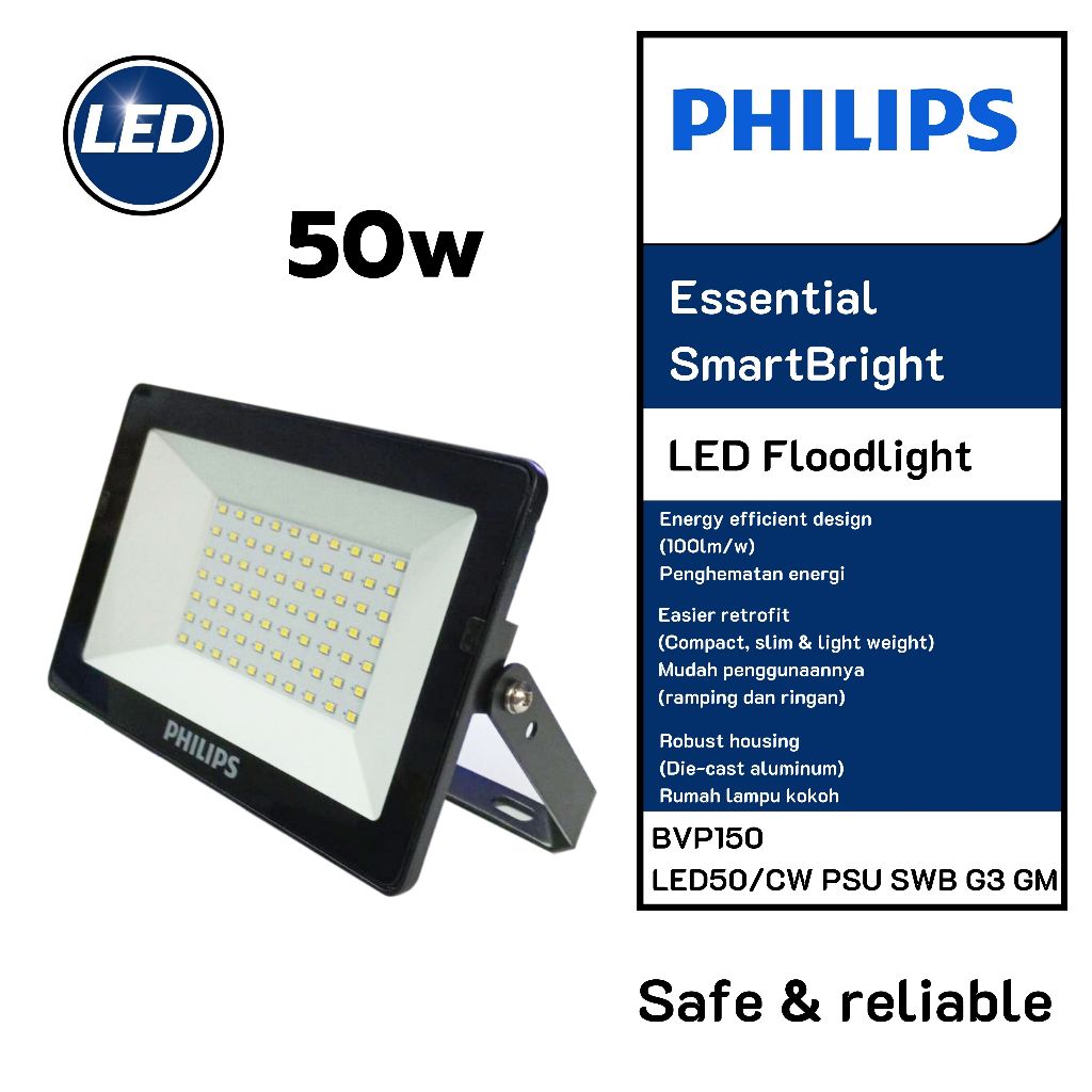 Philips LED Floodlight โคมฟลัดไลท์ BVP150 LED50/CW PSU 50W SWB G3 GM ...