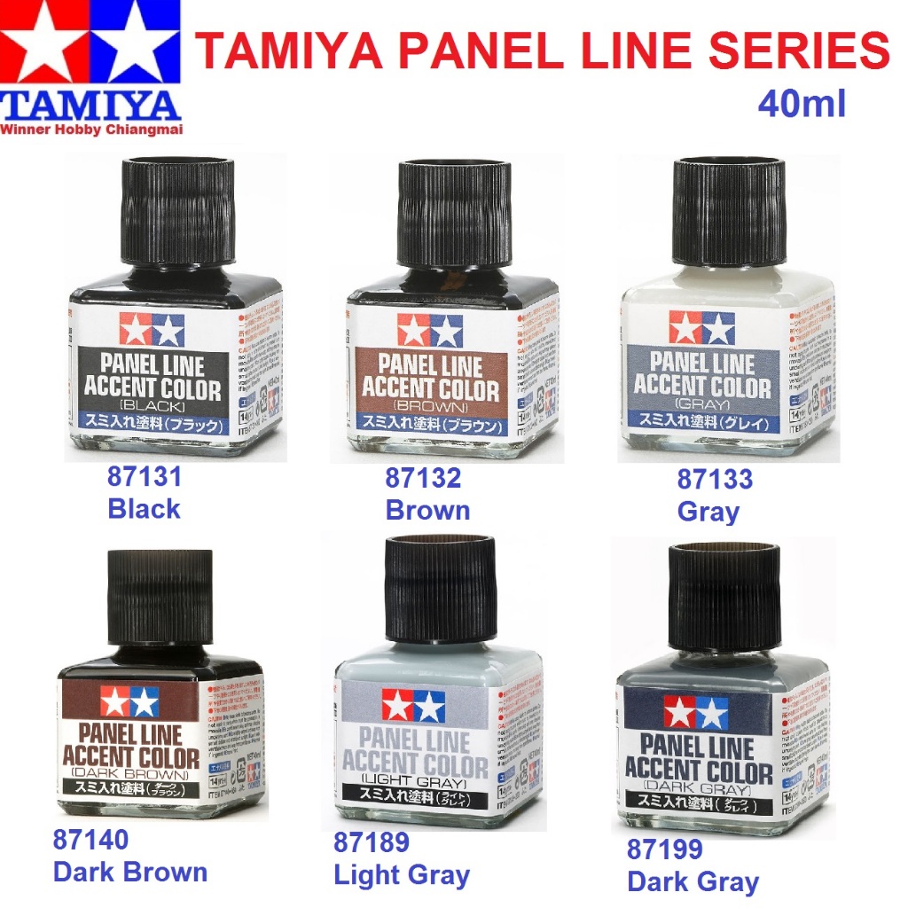 น้ำยาตัดเส้น TAMIYA PANEL LINE ACCENT COLOR 87131 Black,87132 Brown,87133 Gray,87140 Dark Brown ...