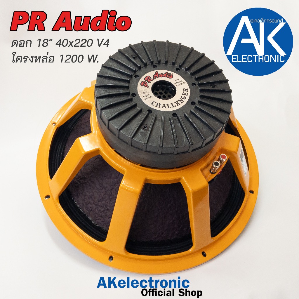 PR AUDIO ลำโพงดอก 18" 40x220 V4 โครงหล่อ 8 โอม 1200 วัตต์ ว้อยส์ 4 นิ้ว ...