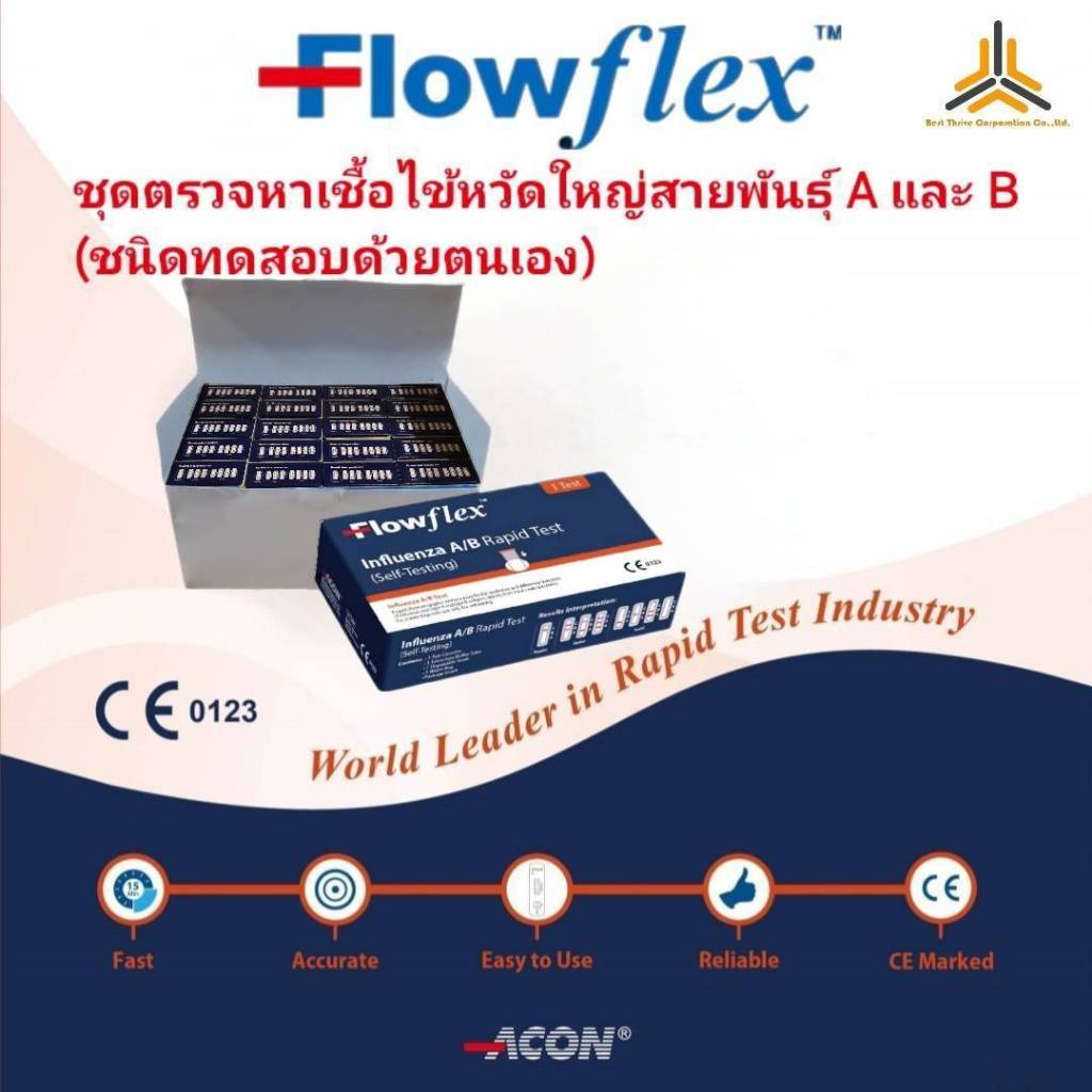 Flowflex ชุดตรวจไข้หวัดใหญ่สายพันธุ์เอ/บี Influenza A/B Rapid Test ...