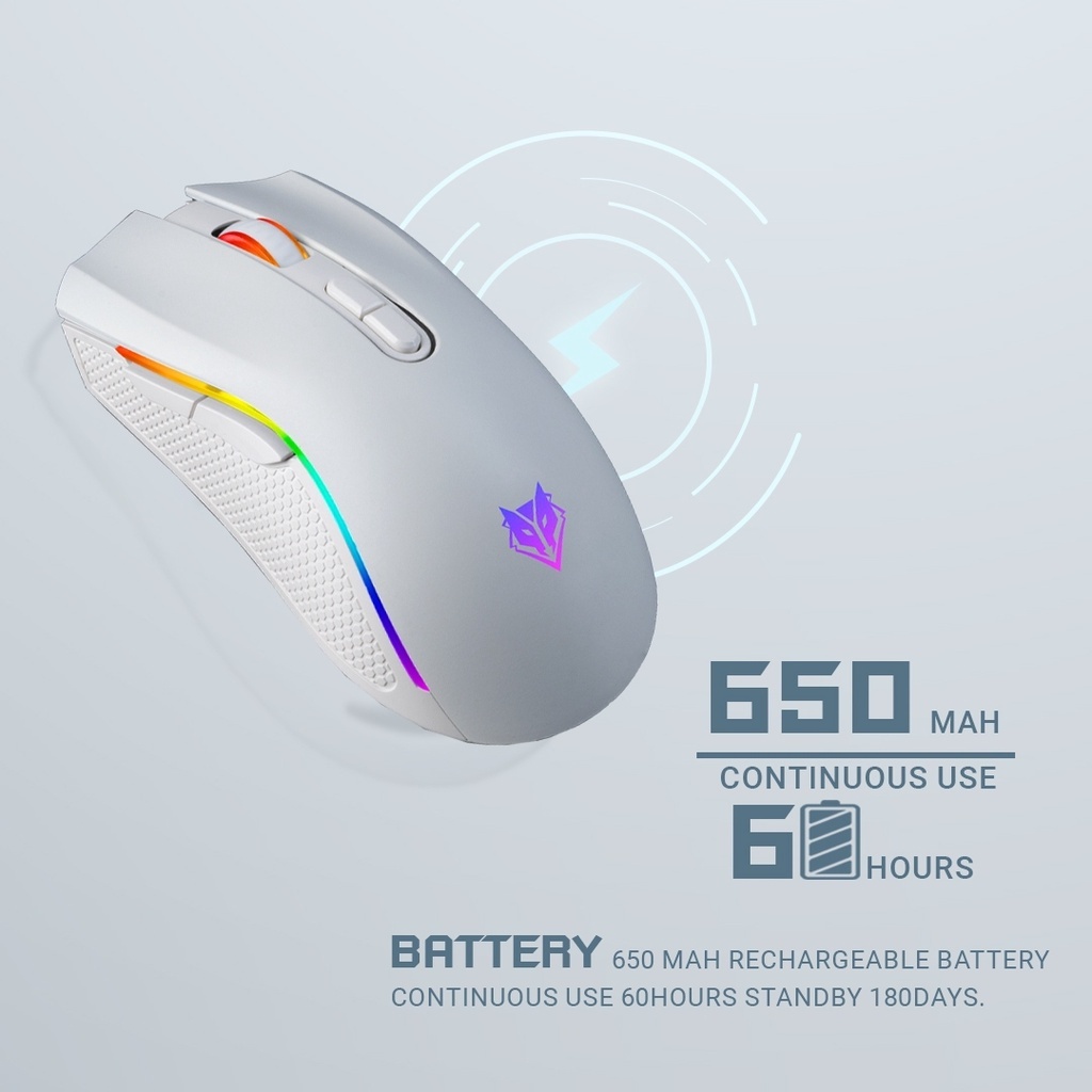 Nubwo เมาส์เกมมิ่งไวเลส เมาส์บลูทูธได้ มีไฟ RGB ปรับ DPI ได้ รับประกัน ...