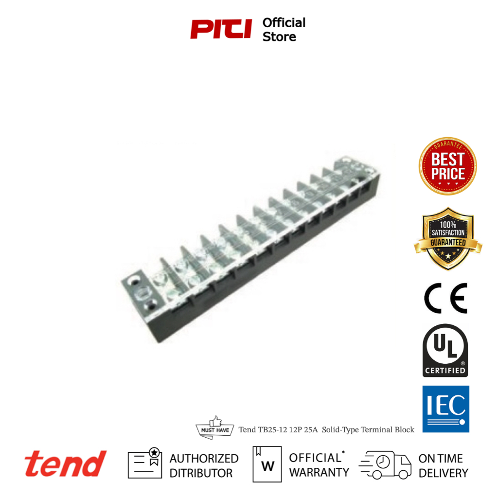 Tend TB25-12 12P 25A Solid-Type Terminal Block | Shopee Thailand