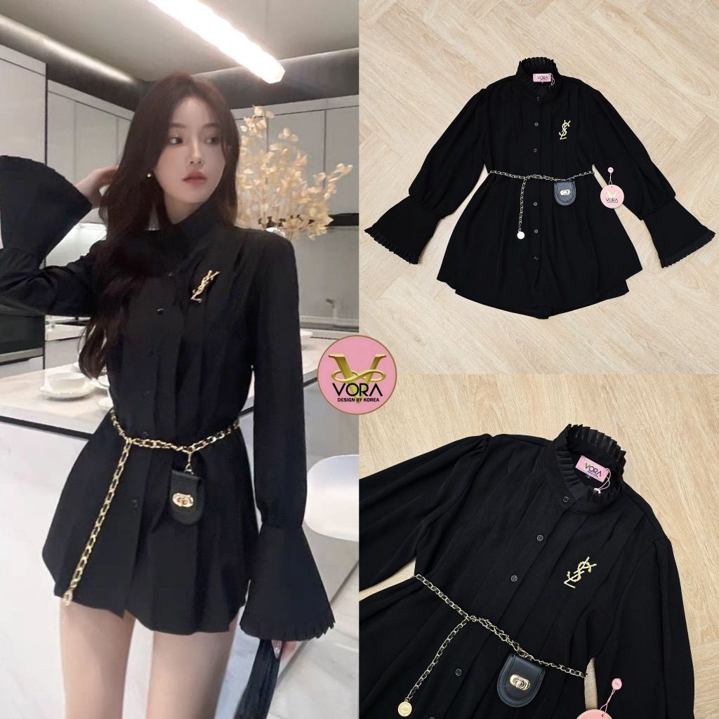 VORA Set เสื้อตัวยาว คอปีน แขนยาวปลาย(*รบกวนเช็คสต๊อกก่อนกดสั่งซื้อ) | Shopee Thailand