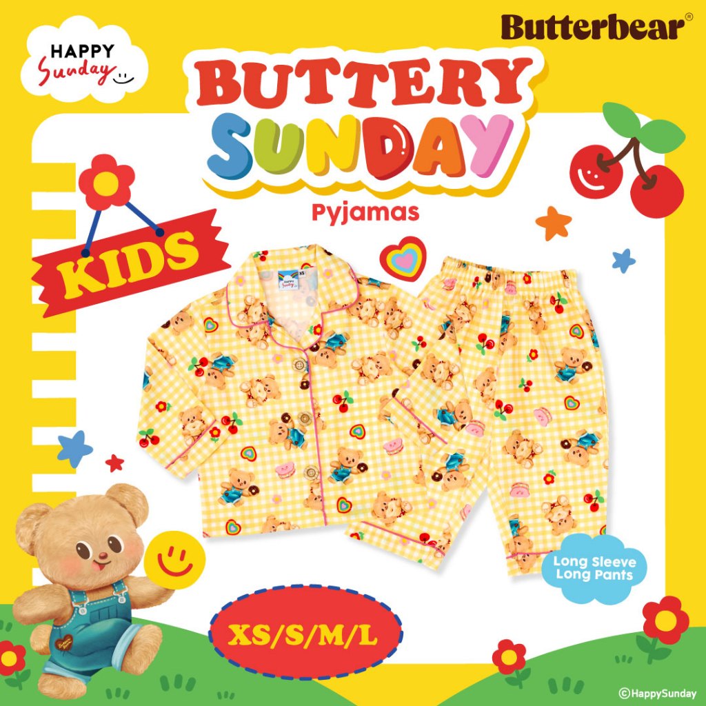 [KIDS SIZE] BUTTERY SUNDAY PYJAMAS | ชุดนอนน้องหมีเนยสีเหลือง | Shopee Thailand