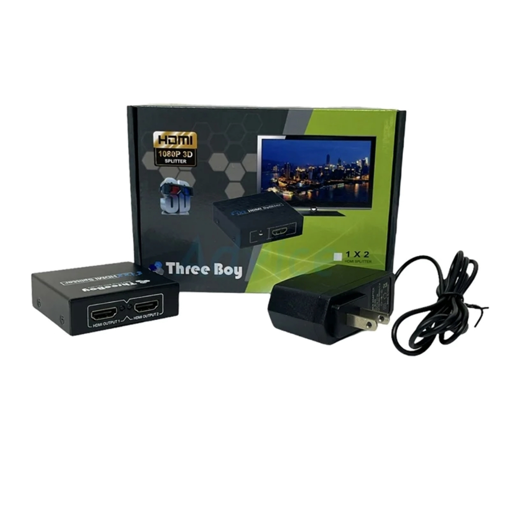 กล่องแยกจอ HDMI Splitter 1:2 THREEBOY | Shopee Thailand