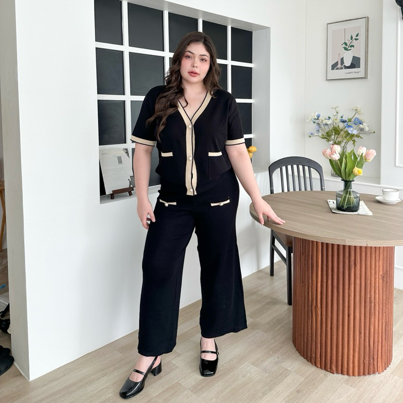 (MTNWHMG ลด 60.-) Lady M | ชุดเซตสาวอวบ ผ้าคาดิแกน ไหมพรม ยืดได้อก 46“-48” ใส่สบาย เสื้อผ้าplus ...