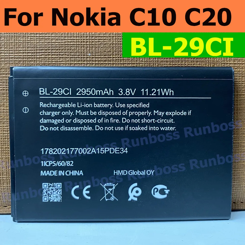 แบตเตอรี่แท้โลโก้ BL-29CI สำหรับ NOKIA C20 C10 Nokia BL-29CI /BL29CI ...