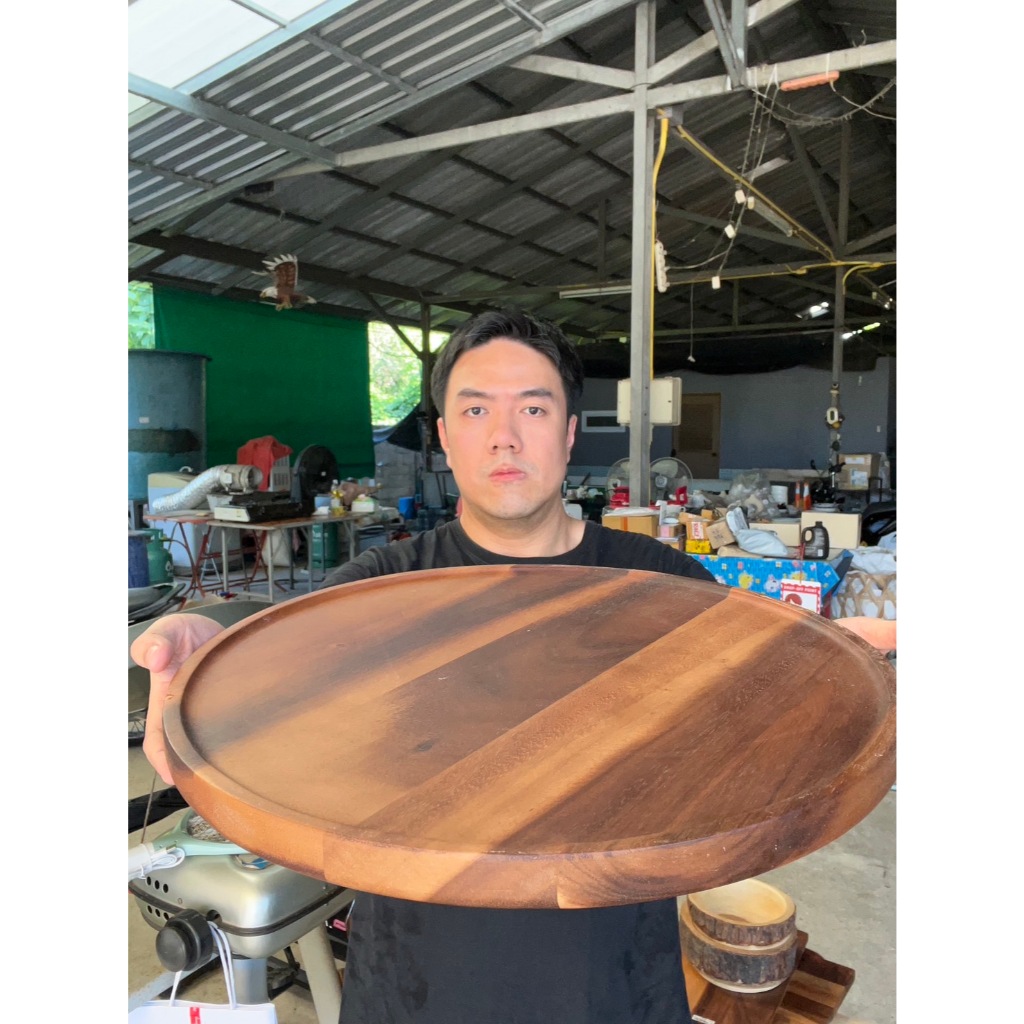 จานไม้กลม สีไม้ ทุกขนาด Food Grade ขนาด 18 นิ้ว ออกใบกำกับภาษีได้ รหัส jp246 | Shopee Thailand