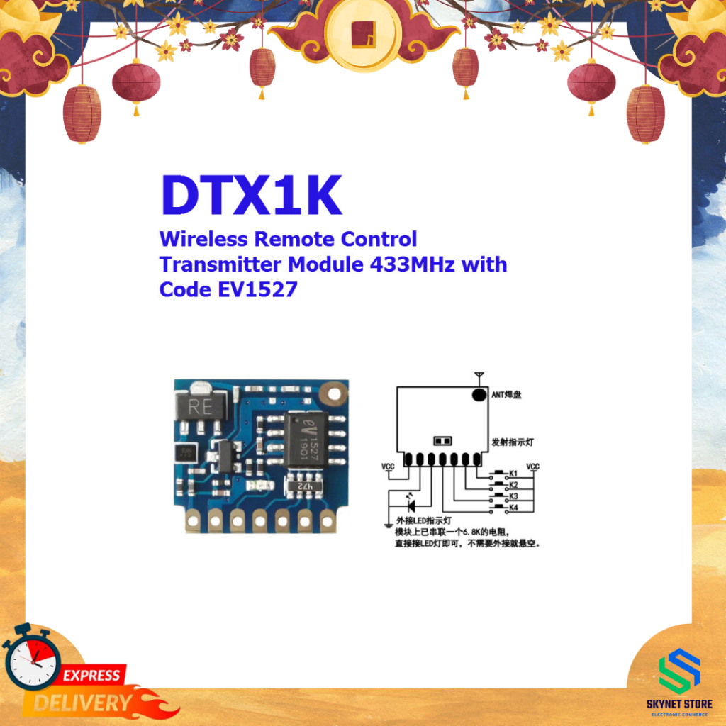 DTX1K wireless remote control transmitter module 433MHz with coded ...
