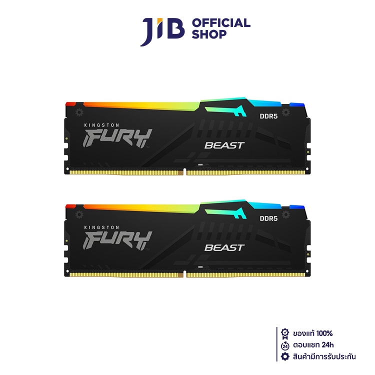 32GB (16GBx2) DDR5 5600MHz RAM (หน่วยความจำ) KINGSTON FURY BEAST DDR5 RGB (BLACK) (KF556C40BBAK2 ...