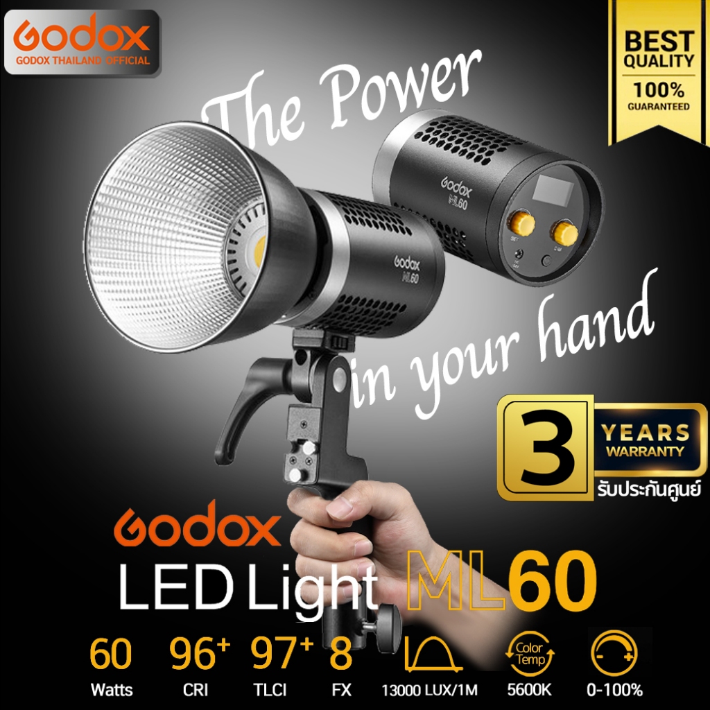 Godox LED ML60 60W 5600K ( แสงขาวอย่างเดียว ) - Godox Mount - รับประกัน ...