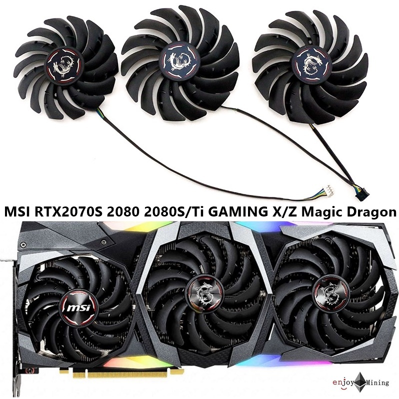 พัดลมการ์ดจอ MSI RTX2070S 2080 2080S/Ti GAMING X/Z Magic Dragon Graphics Card Cooling Fan ...