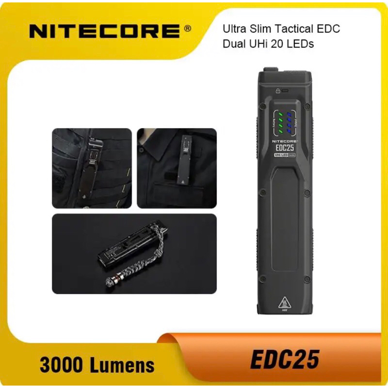 Nitecore ไฟฉาย EDC25 ชาร์จได้แบบบางเฉียบ3000 LM 1700mAh USB-C แบตเตอรี่ ...