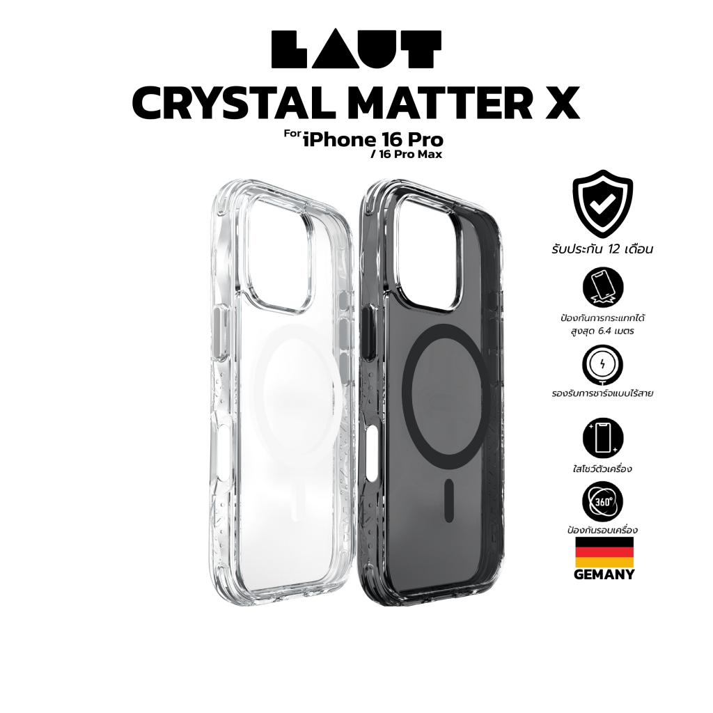 LAUT รุ่น Crystal Matter-X เคส สำหรับ iPhone 16/15 Series สี Crystal ...