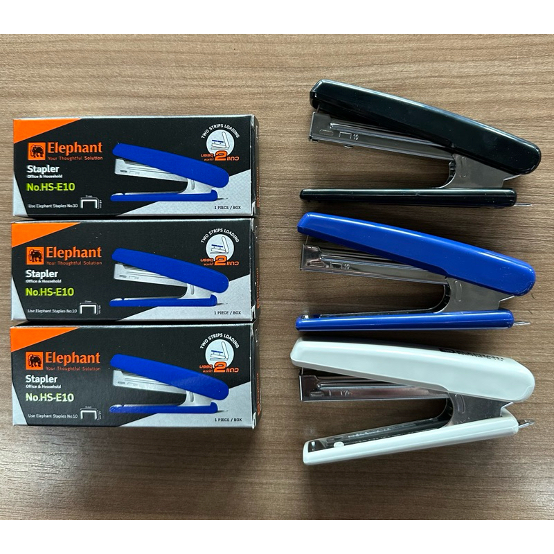 เครื่องเย็บกระดาษ ตราช้าง No.HS-E10 ใช้ลวด No.10 ใส่ลวดได้ 2 แถว คละสี | Shopee Thailand