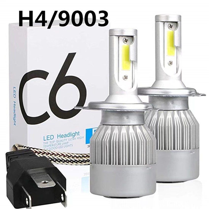 1คู่ ไฟหน้ารถยนต์ C6 LED แสงสีขาว H4 H4 H7 H11 9005 9006 36W 6000K ...