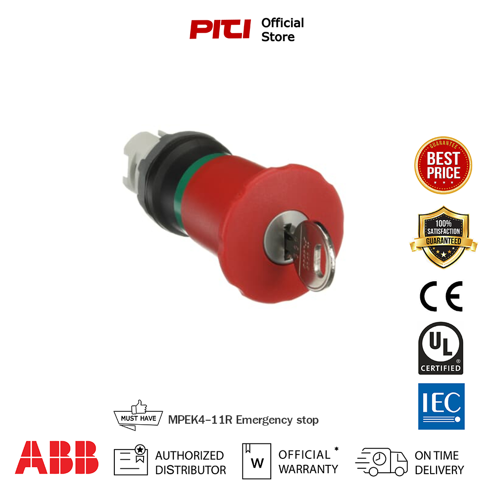 ABB MPEK4-11R Operator Emergency Head ส่วนหัวสวิตซ์ฉุกเฉิน ไขกุญแจล็อค Modular Pilot devices ...