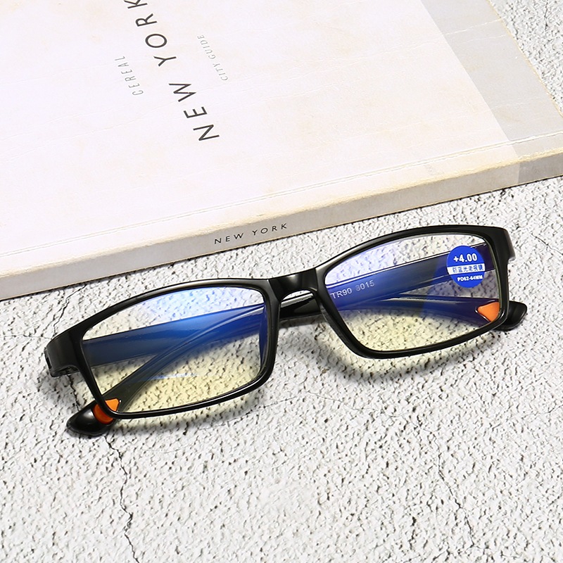 COD🌷แว่นตาอ่านหนังสือป้องกันแสงสีฟ้ากรอบเหลี่ยมTR90เบาพิเศษ+100~+300แว่นสายตายาวสำหรับผู้ชายและ ...
