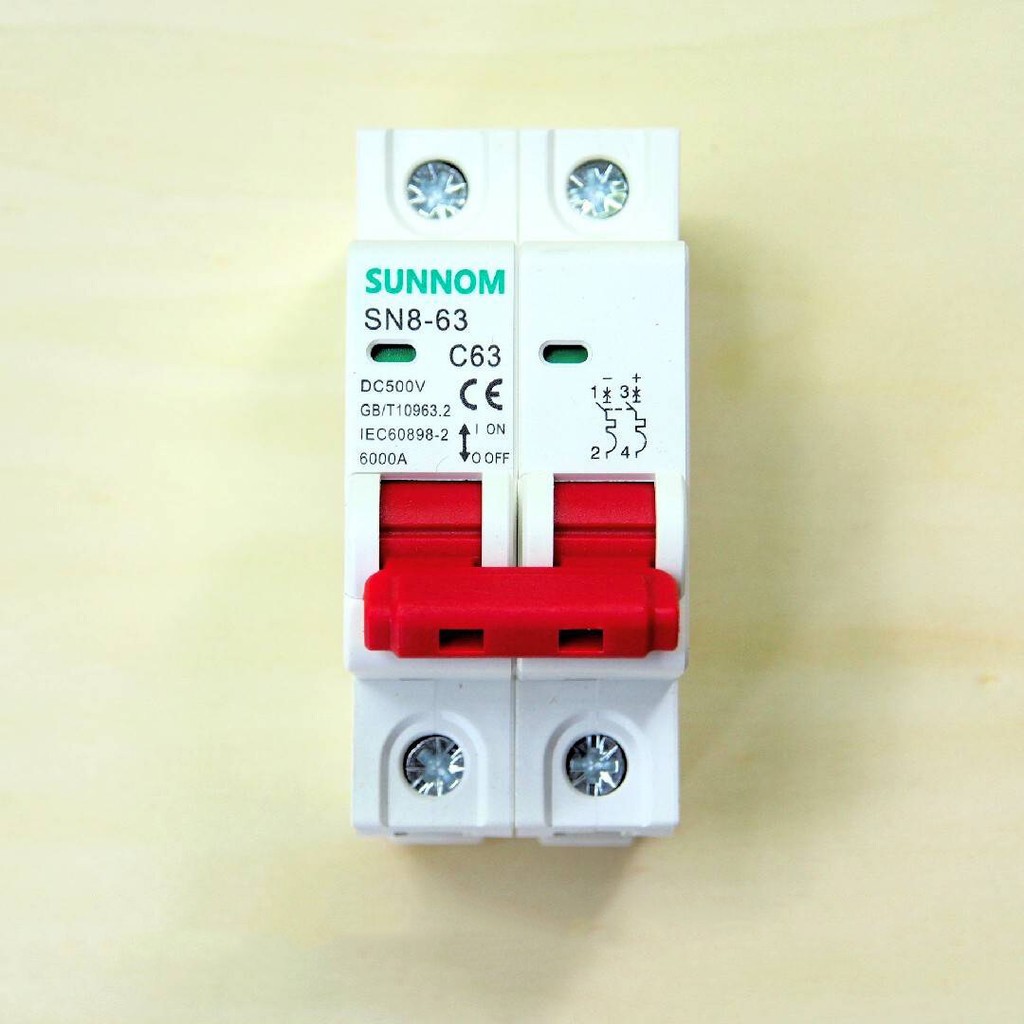 DC MCB 1000V 2P 63A + DC Surge Protective Device (เบรกเกอร์ DC63A แอมป์ ...