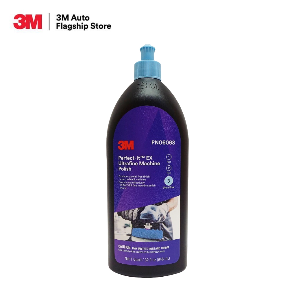 3M 06068 Perfect-It Ultrafine Machine Polish น้ำยาขัดเงาสีฟ้า น้ำยาขัดสีรถ เบอร์ 3 946 มล. ...