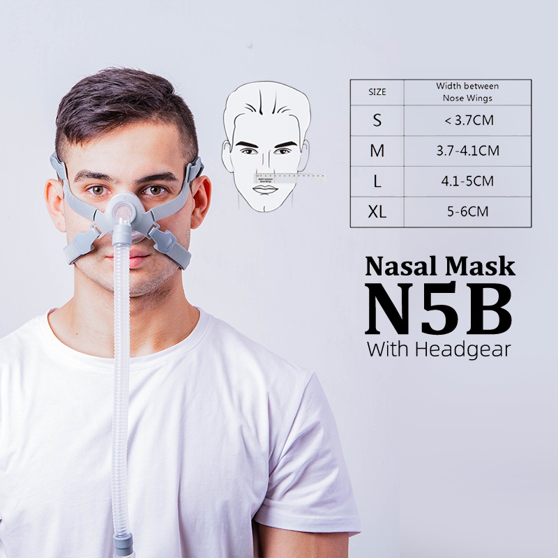 หน้ากาก N5B CPAP พร้อมหมวกขนาด XL/L / M / S สําหรับหยุดหายใจขณะหลับและ ...
