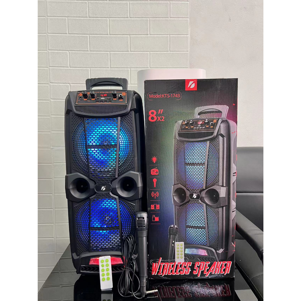ลำโพงบลูทูธ รุ่นKTS-1743 ดอก8X2นิ้ว ฟรีไมค์สาย/รีโมท ใหญ่สะใจ ปรับเบส ...