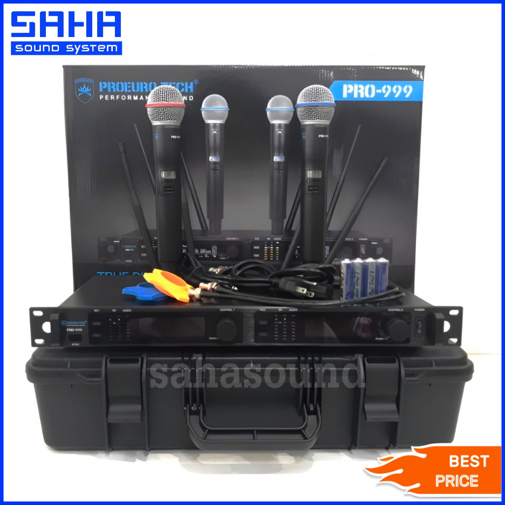 PRO EUROTECH UHF PRO-999 ไมโครโฟนไร้สาย ไมค์ลอย 4 เสา ความถี่ใหม่ (ย้ายคลื่นได้) sahasound - สห ...