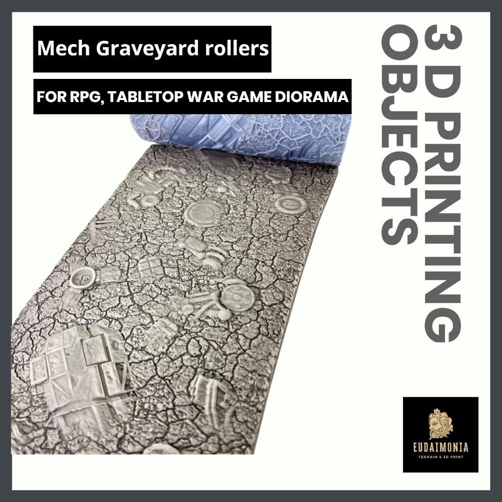 Miniature Mech Graveyard textured roller สำหรับทำ terrain war games ...