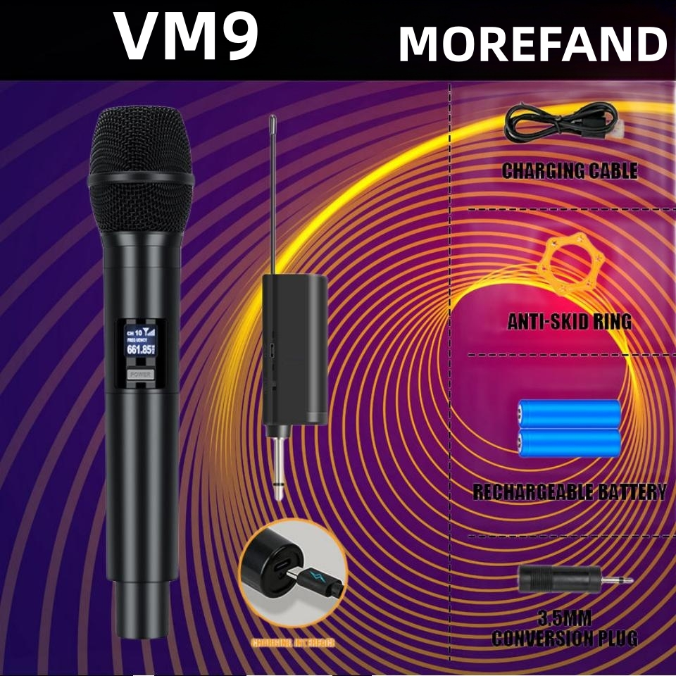 VM9-1/VM9-2ไมค์ลอยไร้สาย ไมค์ลอย ไมค์ ลอย ไร้ สาย คุณภาพเสียงชัดเจนสุดๆ ใช้งานต่อเนื่อง 12 ชม. ...