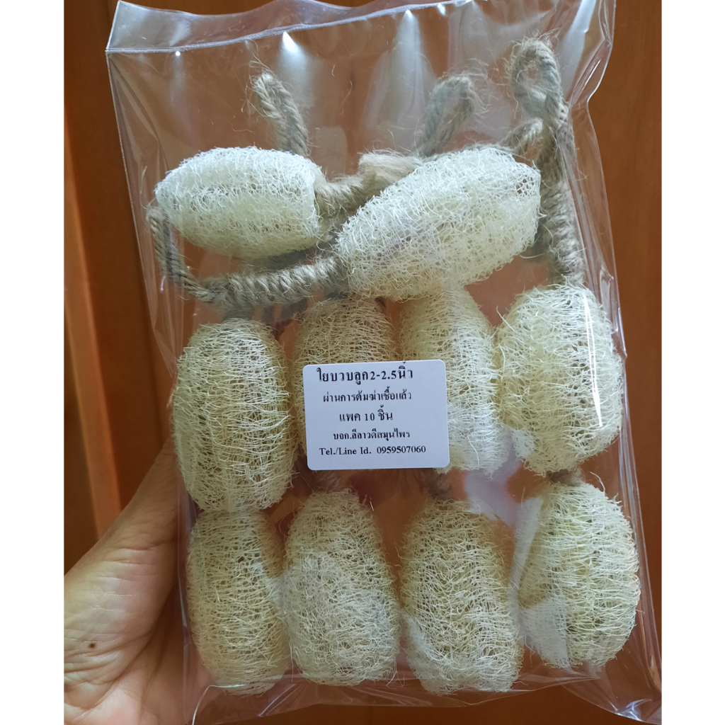ใยบวบลูกขัดผิวใส่สบู่ ผ่านการต้มฆ่าเชื้อแล้ว แบบมีเชือกและไม่มีเชือก ...