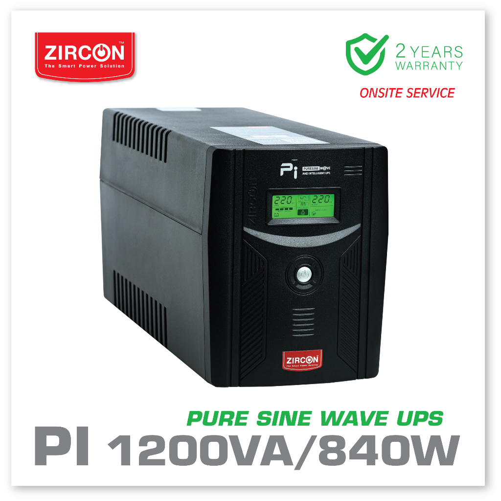 PI 1200VA/840W ZIRCON UPS เพียวซายน์เวฟ เหมาะกับคอมทุกชนิด/PSU80+/iMac/PS5 ประกัน 2ปี มีศูนย์ ...