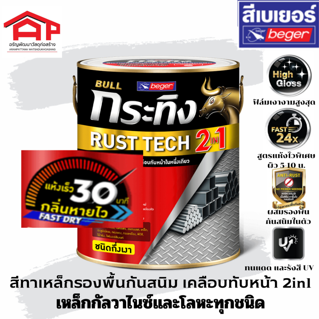 BEGER BULL Rust Tech 2IN1 กระทิง รัสท์เทค ทูอินวัน สีรองพื้นกันสนิม และ ...