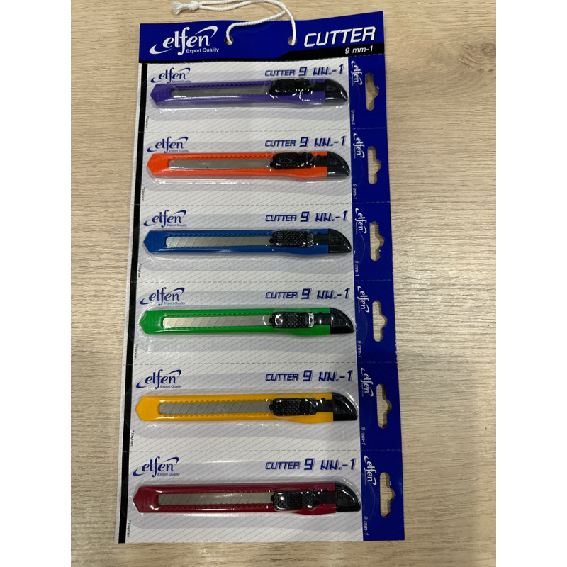 คัตเตอร์ พลาสติก elfen รุ่น 9 mm-1 อันเล็ก ใช้ใบเล็ก แพ็คคละสี (1x6 อัน ...