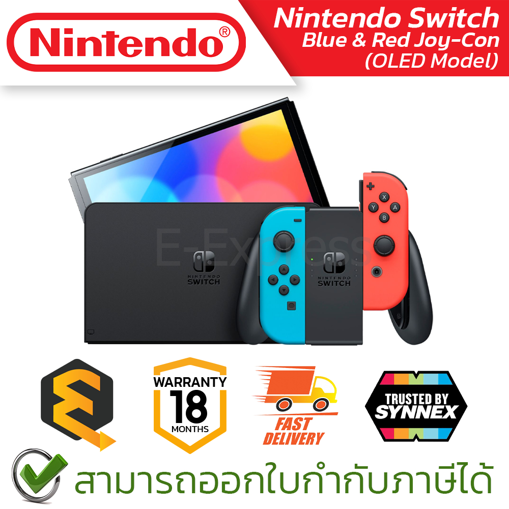 Nintendo Switch (OLED model) with Neon Blue & Red Joy-Con เครื่องเกมคอนโซล Nintendo Switch ของ ...