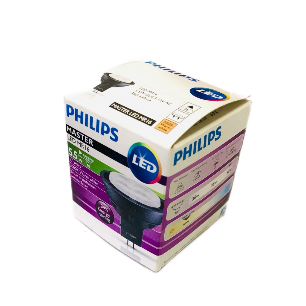 Philips Master LED 5.5-50W MR16 12V AC มุม 36 องศา แสงวอร์มไวท์ 3000K | Shopee Thailand