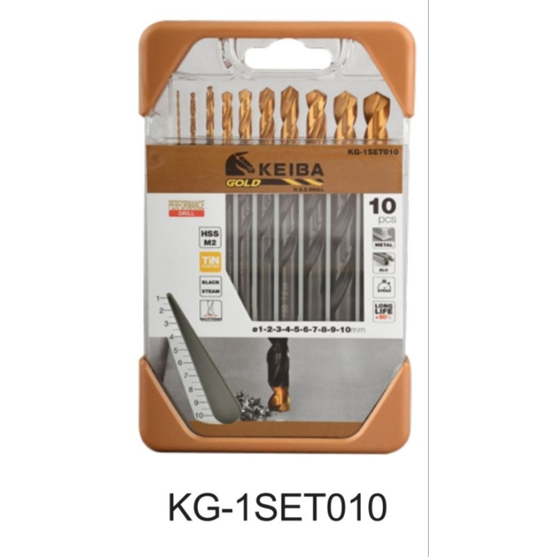 KEIBA KE-2515010 KG-1SET010 ชุดดอกสว่าน HSS M2 MM ชุด10ตัว 1-10mm ชุดดอกสว่าน KEIBA 1-10มิล ...