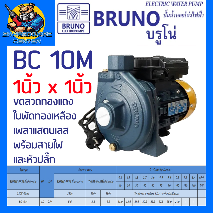 ปั้มน้ำหอยโข่ง ITALY ขนาดเข้าออก 1นิ้ว x 1นิ้ว กำลัง 1 แรง BRUNO รุ่น ...